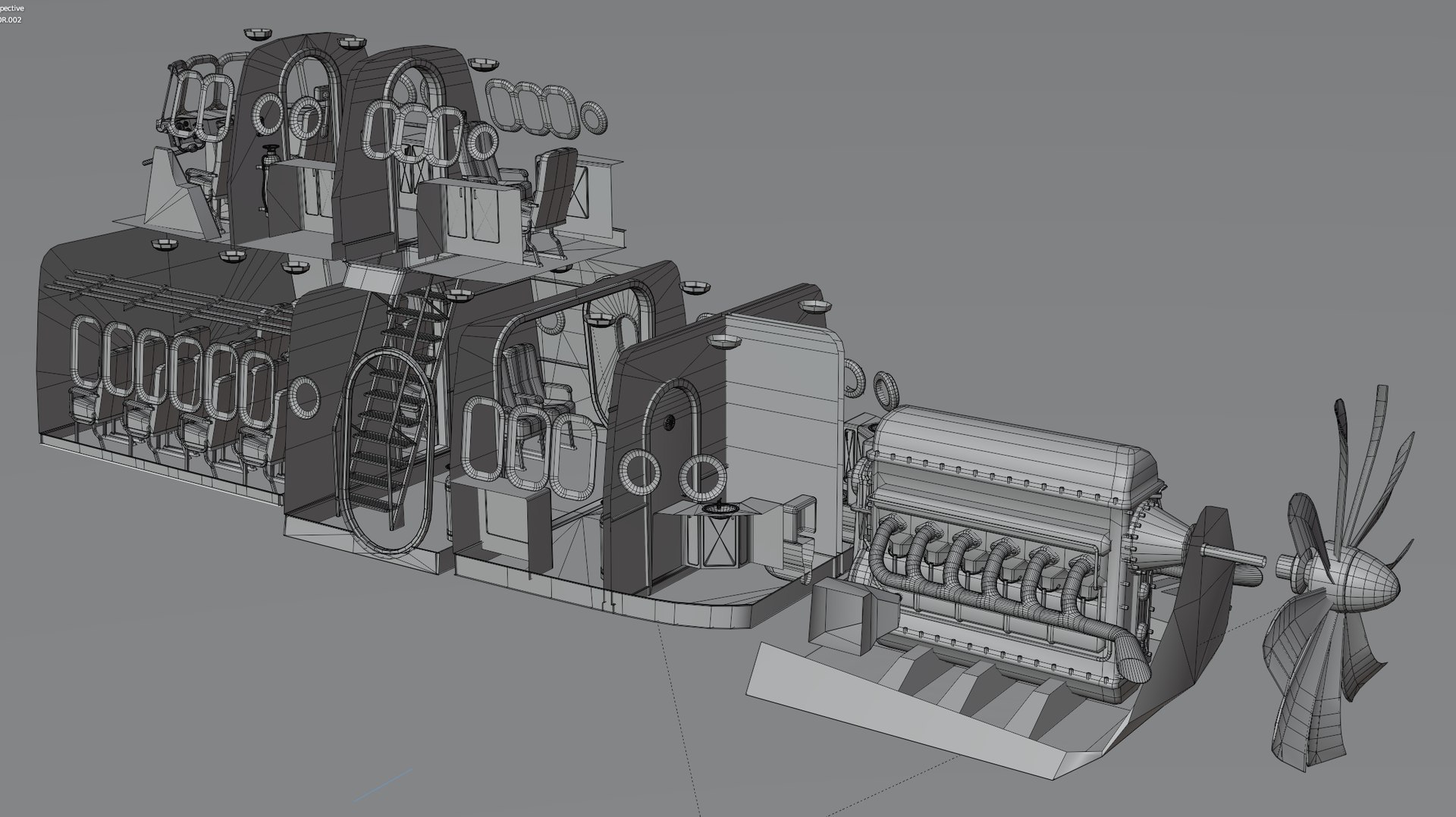 3D Dieselpunk Hovercraft With Complete Interior And PBR Materials ...