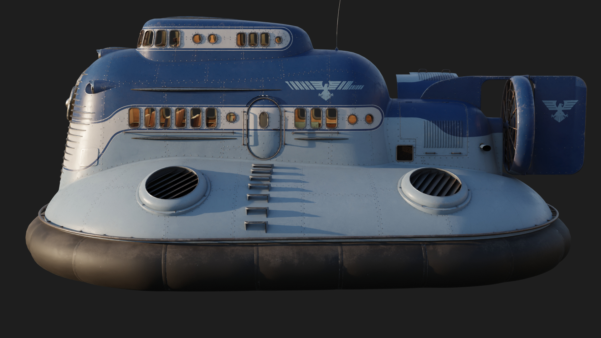 3D Dieselpunk Hovercraft With Complete Interior And PBR Materials ...