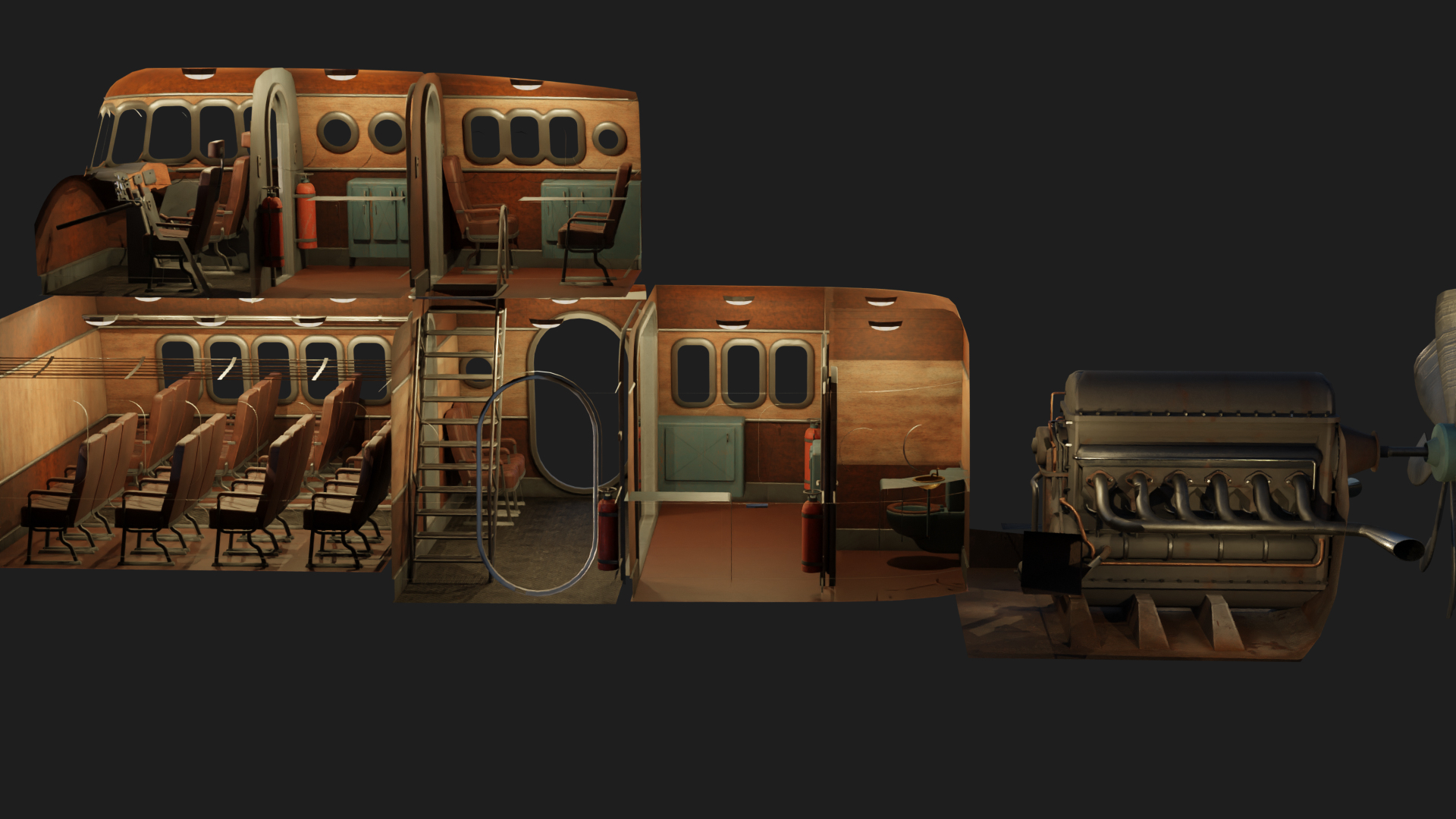 3D Dieselpunk Hovercraft With Complete Interior And PBR Materials ...