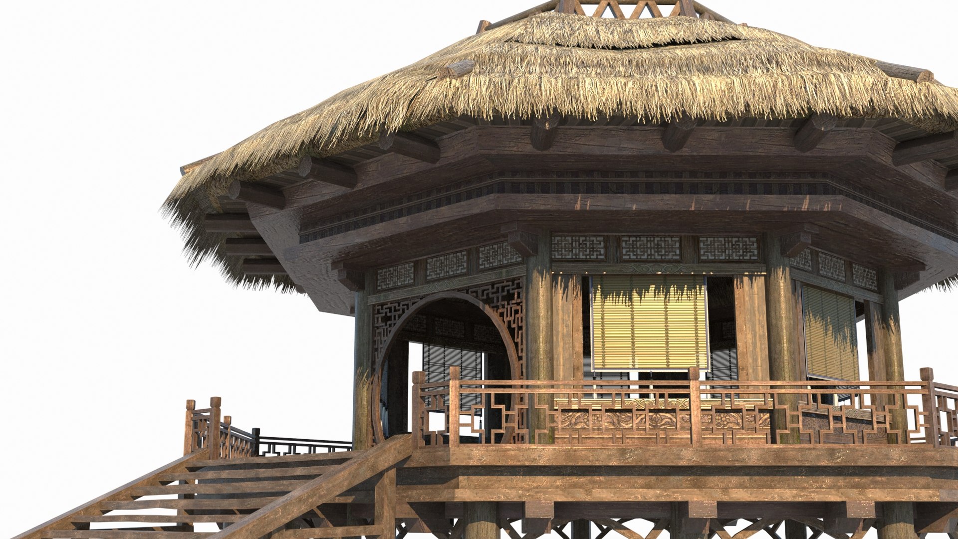 Round Thatched Hut In Ancient Asian Architecture 3D Model - TurboSquid ...