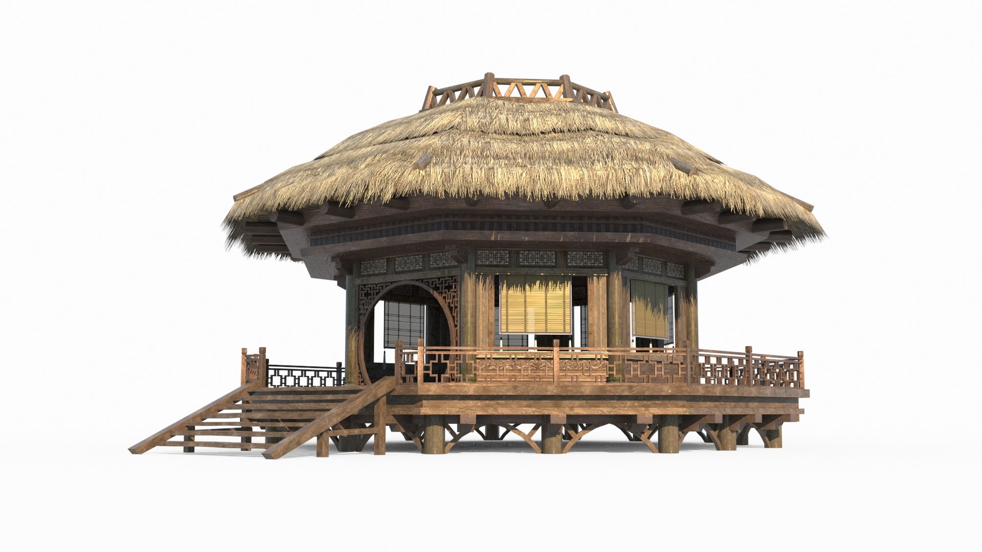 Round Thatched Hut In Ancient Asian Architecture 3D Model - TurboSquid ...