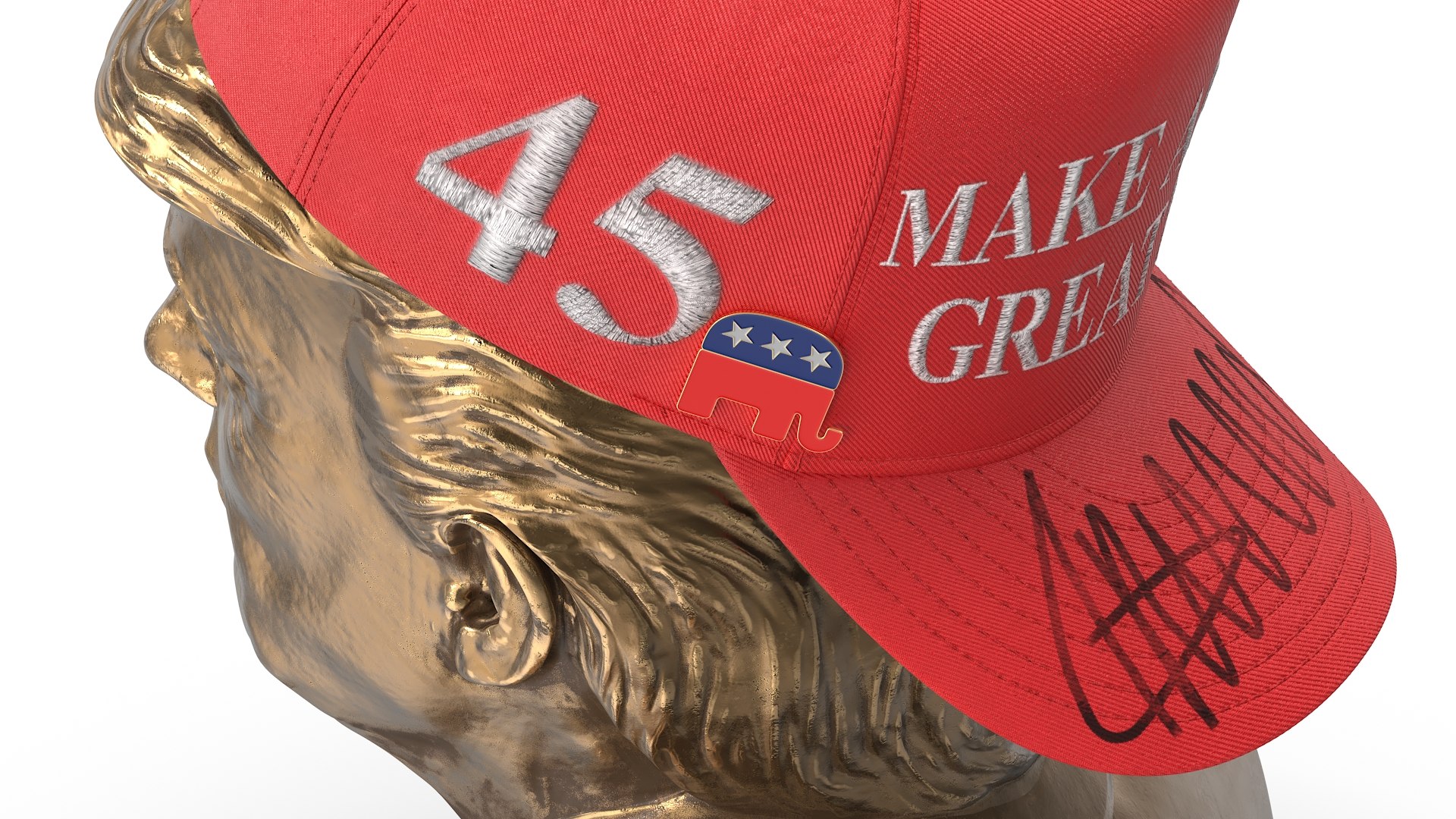3D Model Bust Of Trump With MAGA Cap - TurboSquid 2314227