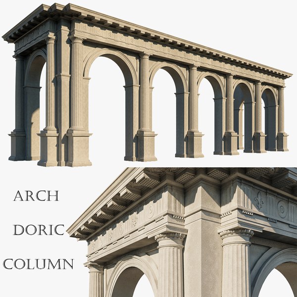 modelo 3d Arch Doric column with pedestal and entablature on Vignola ...