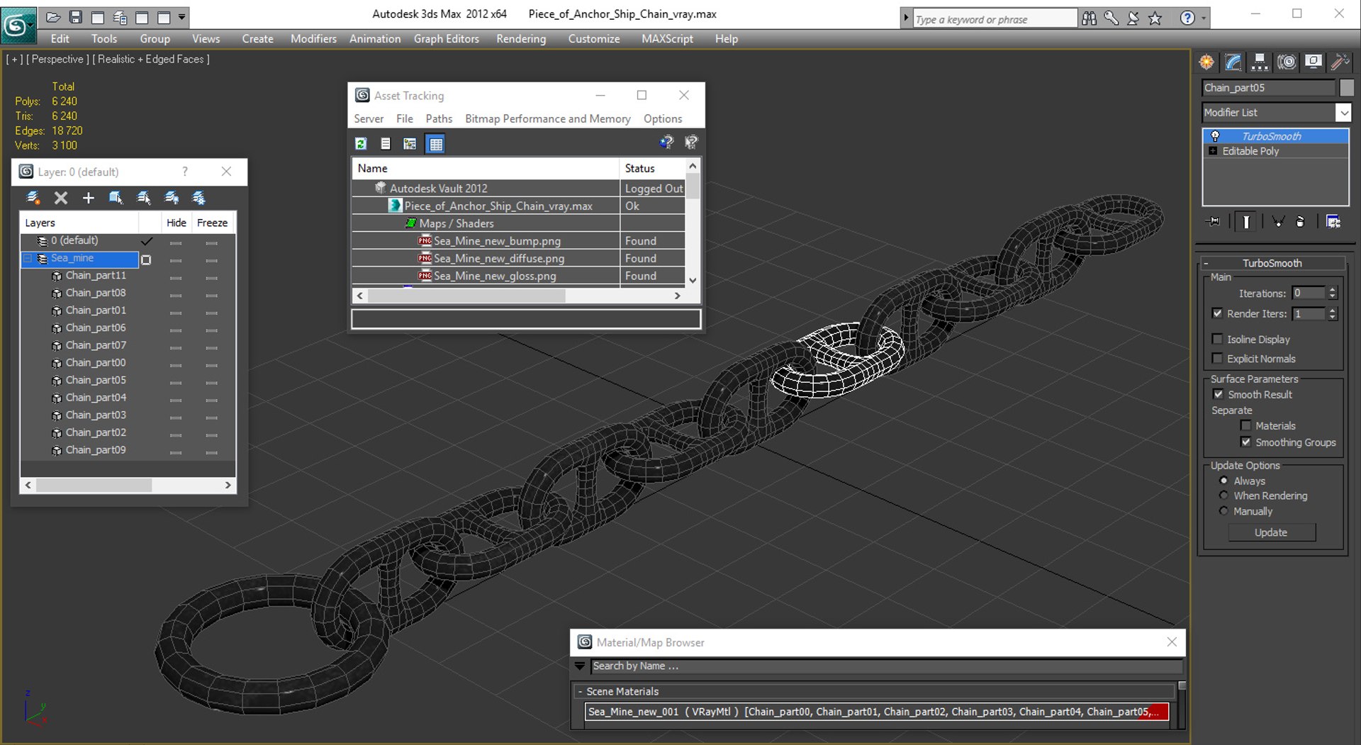 3D Piece Anchor Ship Chain Model - TurboSquid 1332806