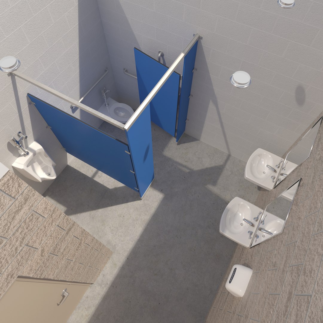 3D public restroom interior building model - TurboSquid 1240562