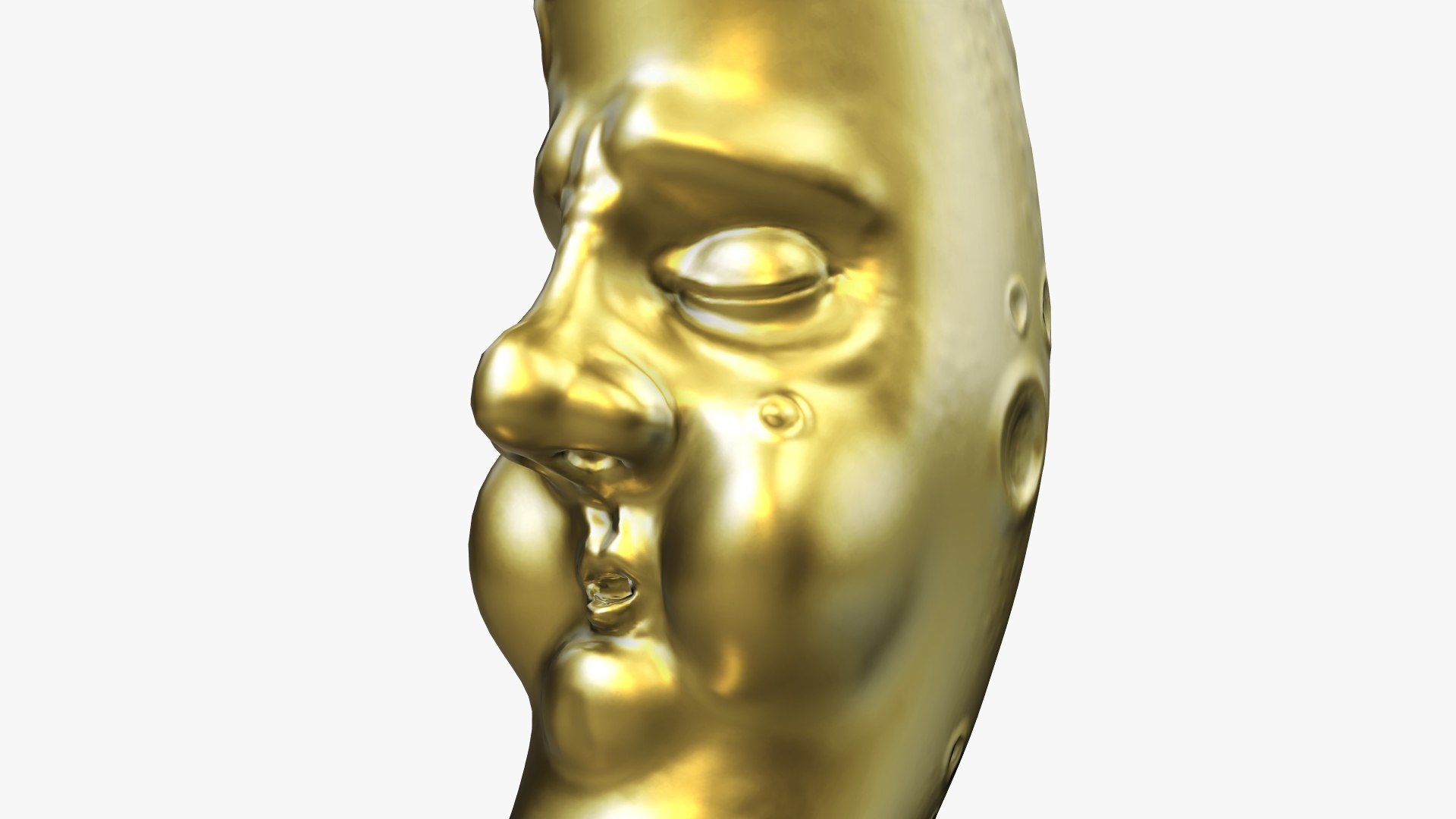 3D Model Golden Crescent Moon Face - Ready To Render 01 - TurboSquid ...