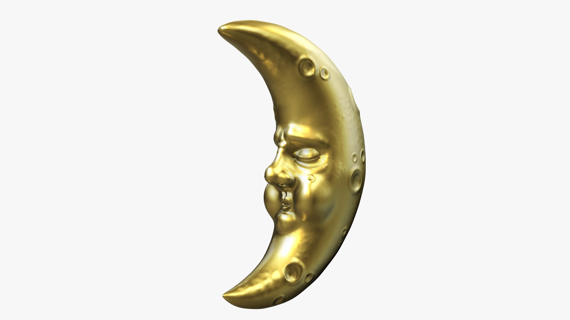 3D Model Golden Crescent Moon Face - Ready To Render 01 - TurboSquid ...