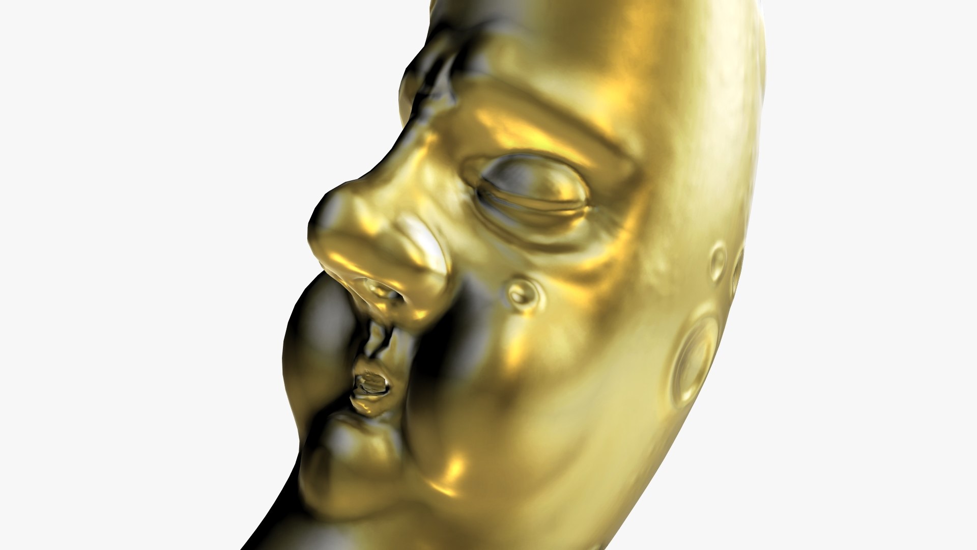 3D Model Golden Crescent Moon Face - Ready To Render 01 - TurboSquid ...