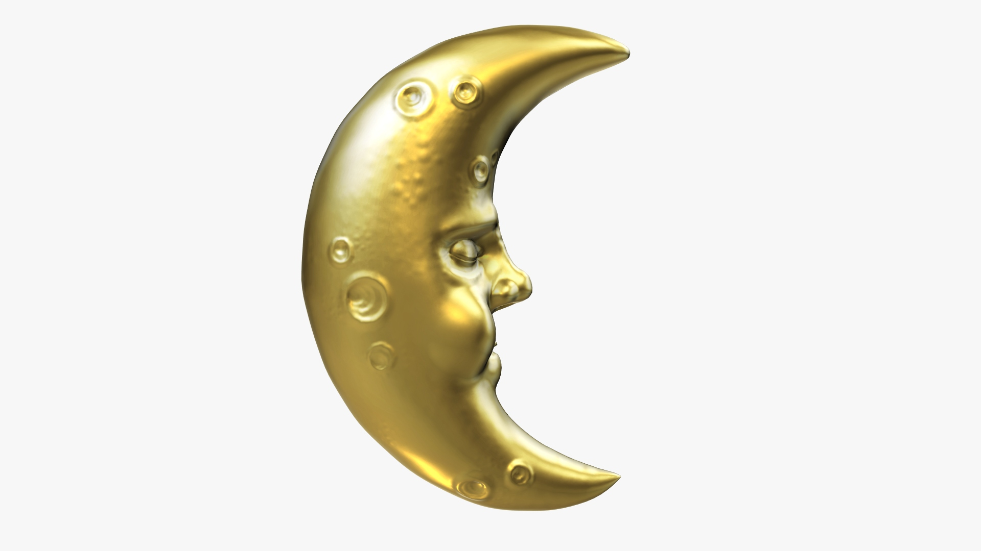 3D Model Golden Crescent Moon Face - Ready To Render 01 - TurboSquid ...