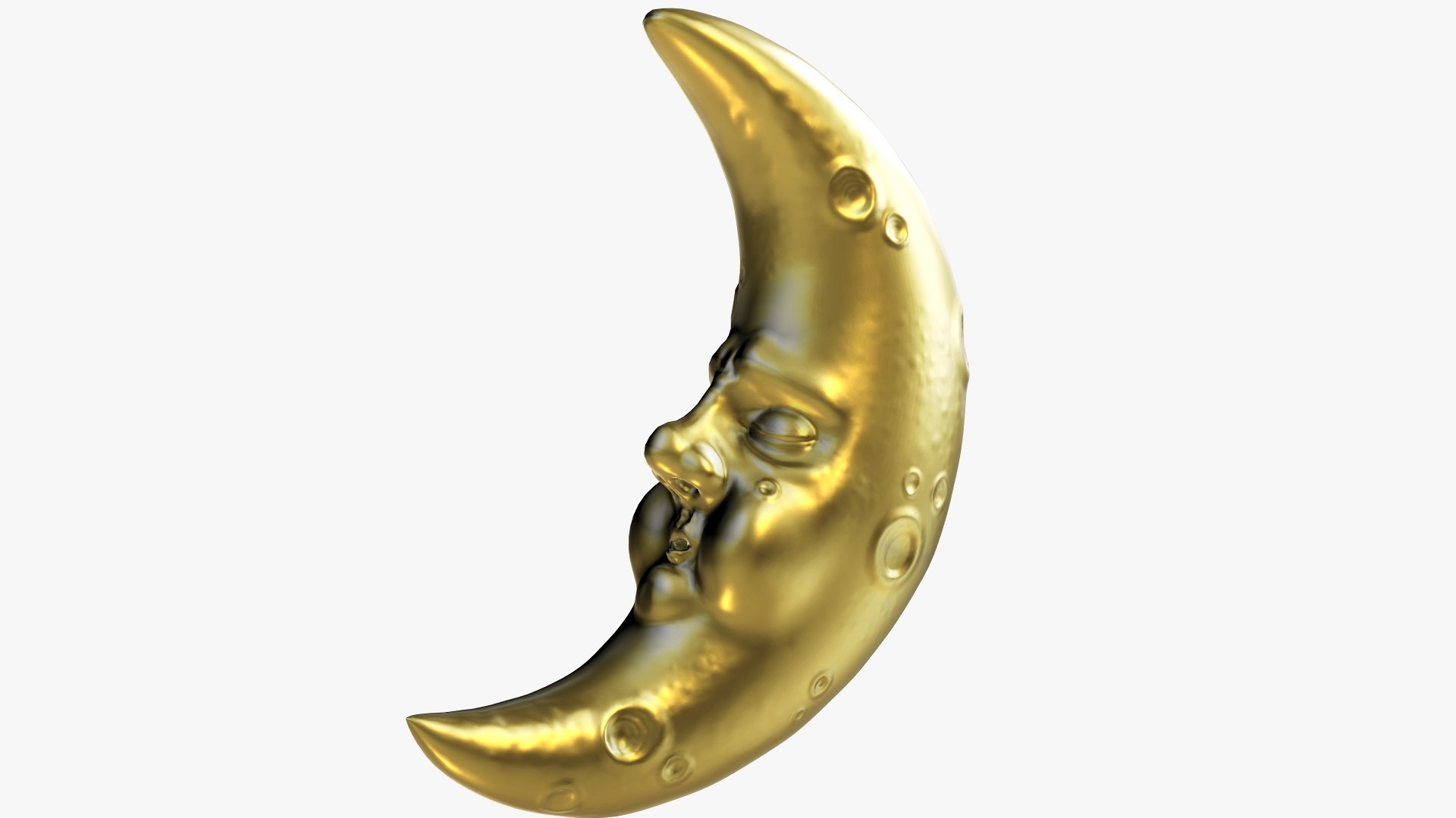 3D Model Golden Crescent Moon Face - Ready To Render 01 - TurboSquid ...