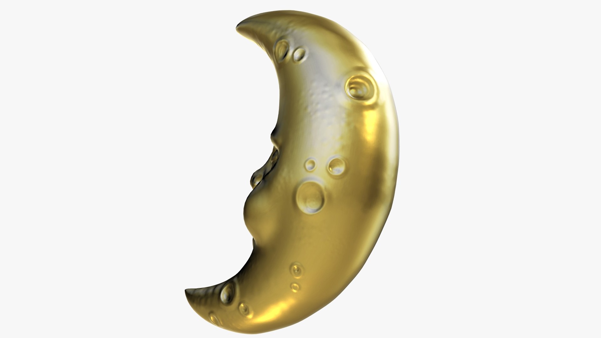 3D Model Golden Crescent Moon Face - Ready To Render 01 - TurboSquid ...
