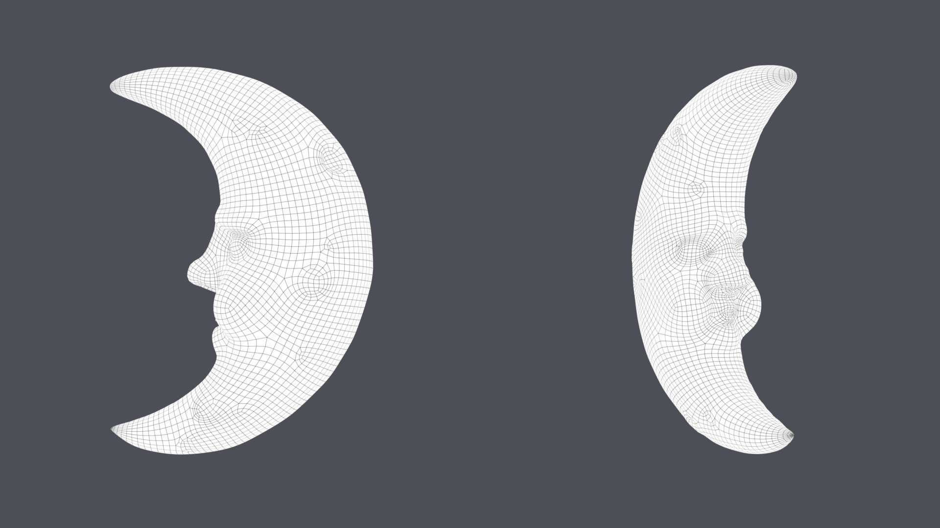 3D Model Golden Crescent Moon Face - Ready To Render 01 - TurboSquid ...