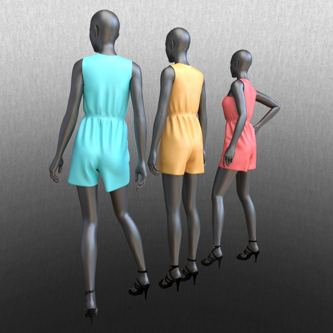 Posed female mannequins jumpsuit 3D - TurboSquid 1394215