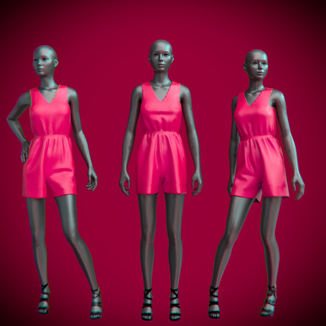 Posed female mannequins jumpsuit 3D - TurboSquid 1394215