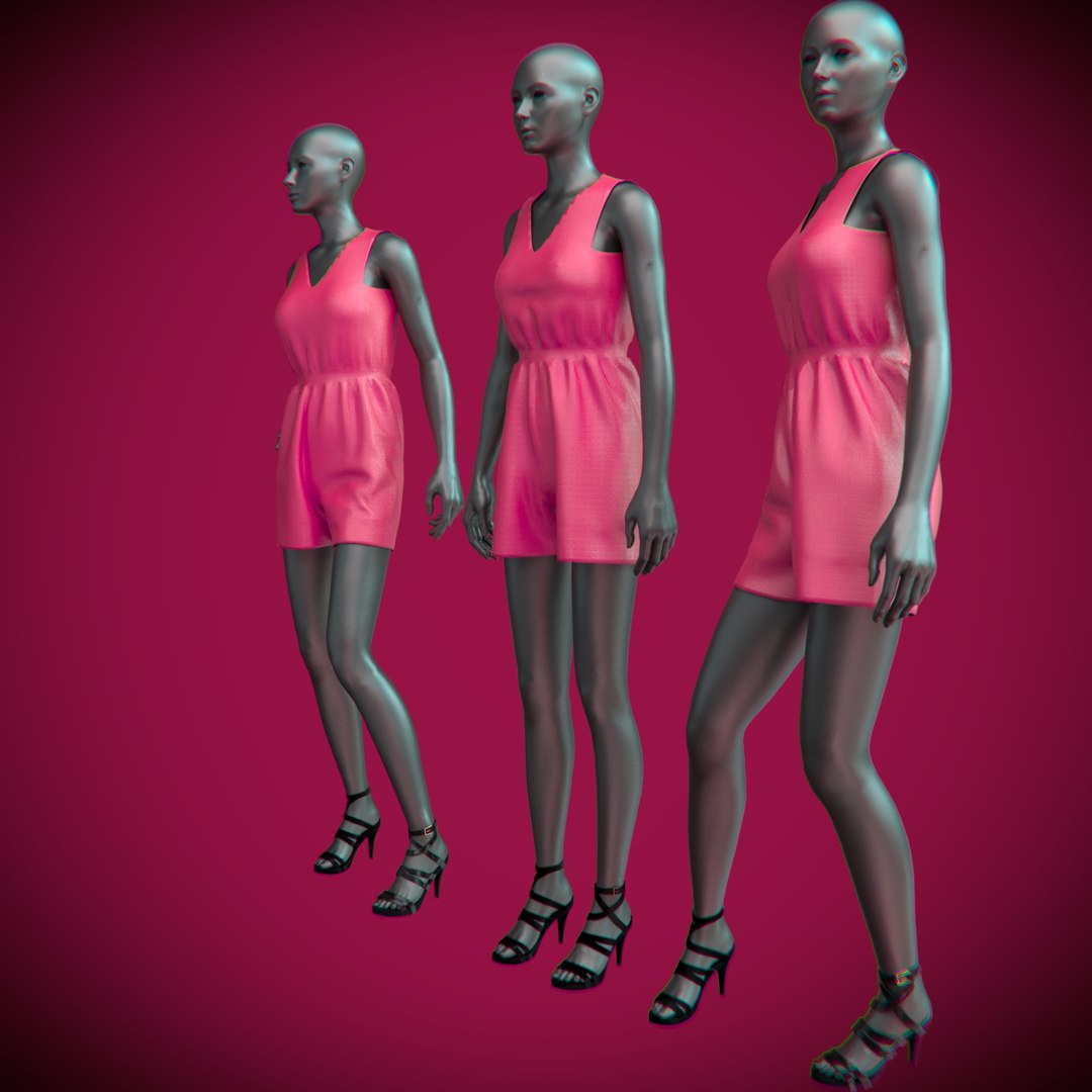 Posed female mannequins jumpsuit 3D - TurboSquid 1394215