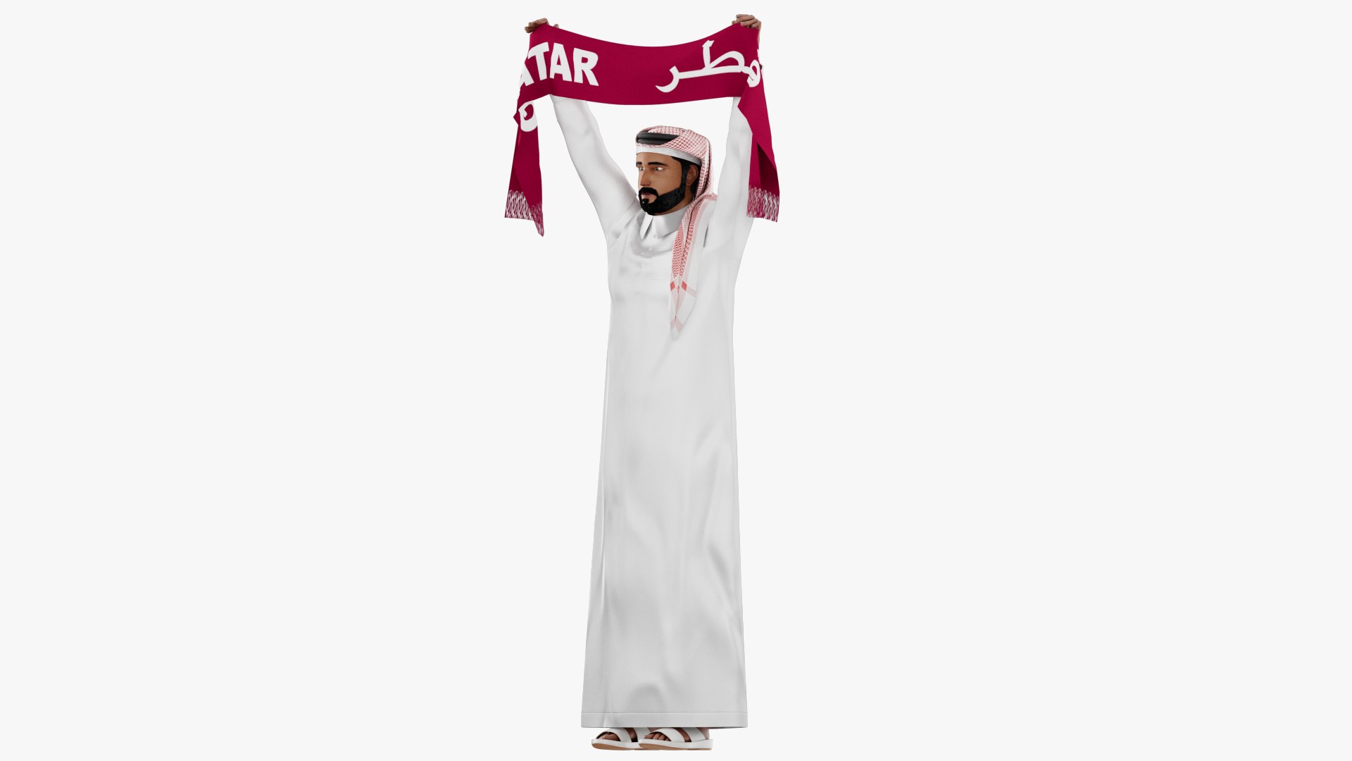 3D Arab Man With Qatar Scarf Model - TurboSquid 2187539