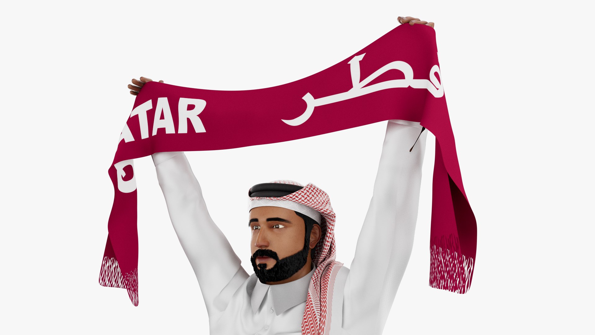 3D Arab Man With Qatar Scarf Model - TurboSquid 2187539