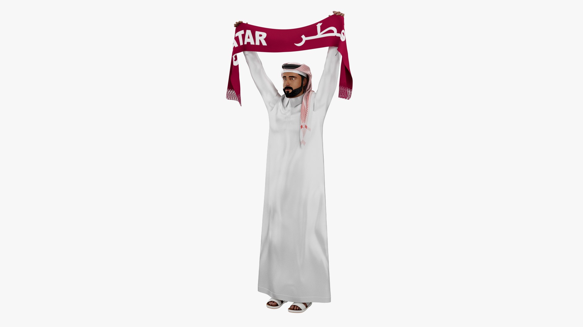 3D Arab Man With Qatar Scarf Model - TurboSquid 2187539