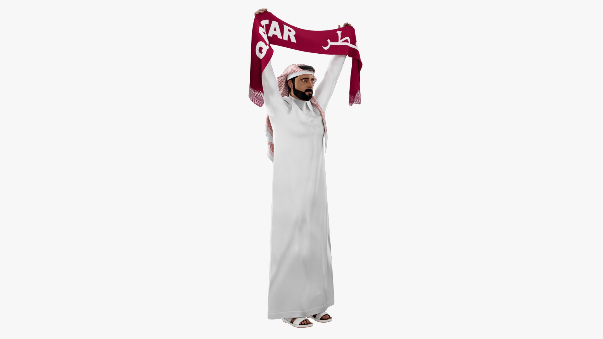 3D Arab Man With Qatar Scarf Model - TurboSquid 2187539