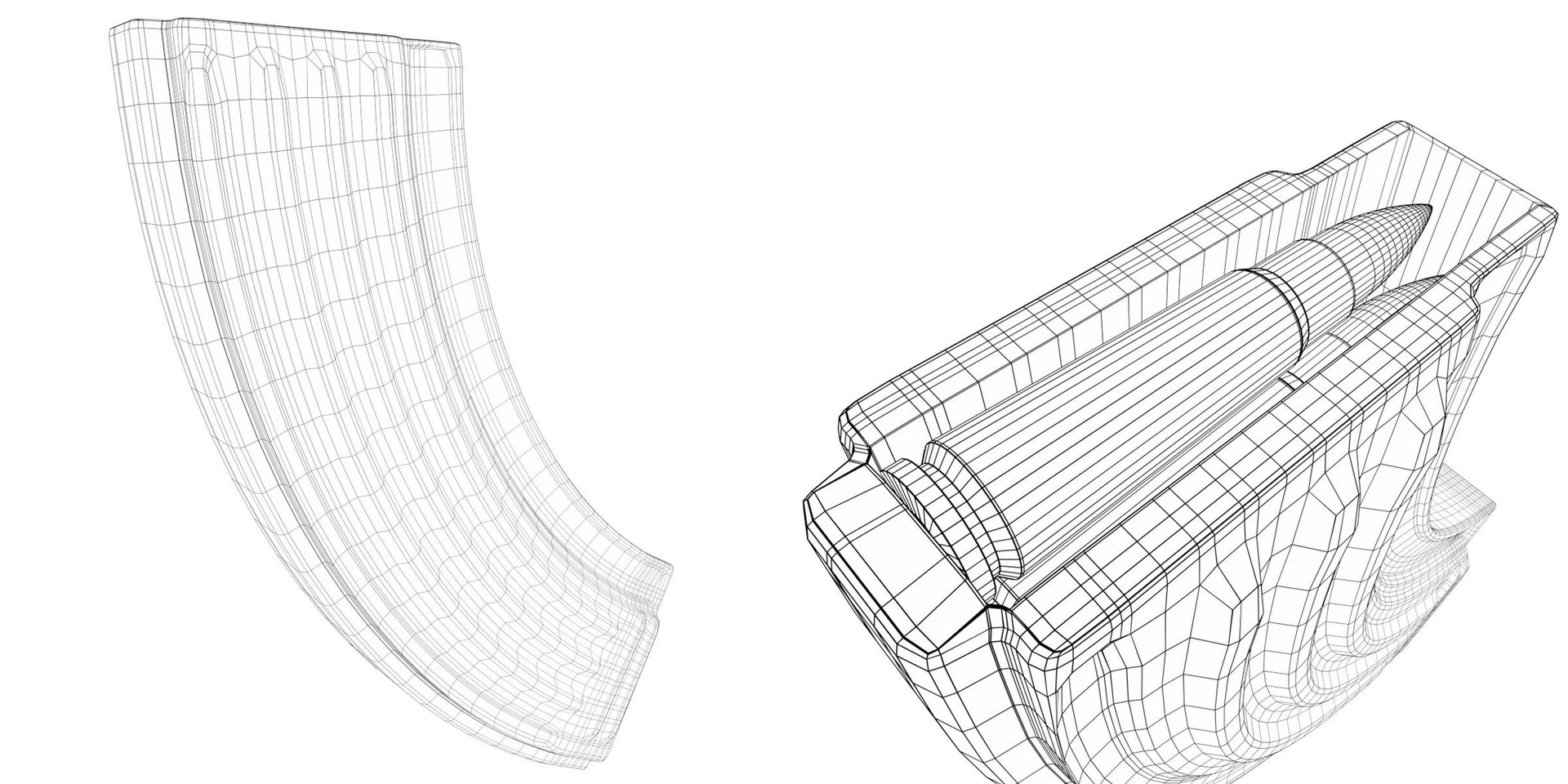3d Model Ak-47 Kalashnikov Magazine Ammunition