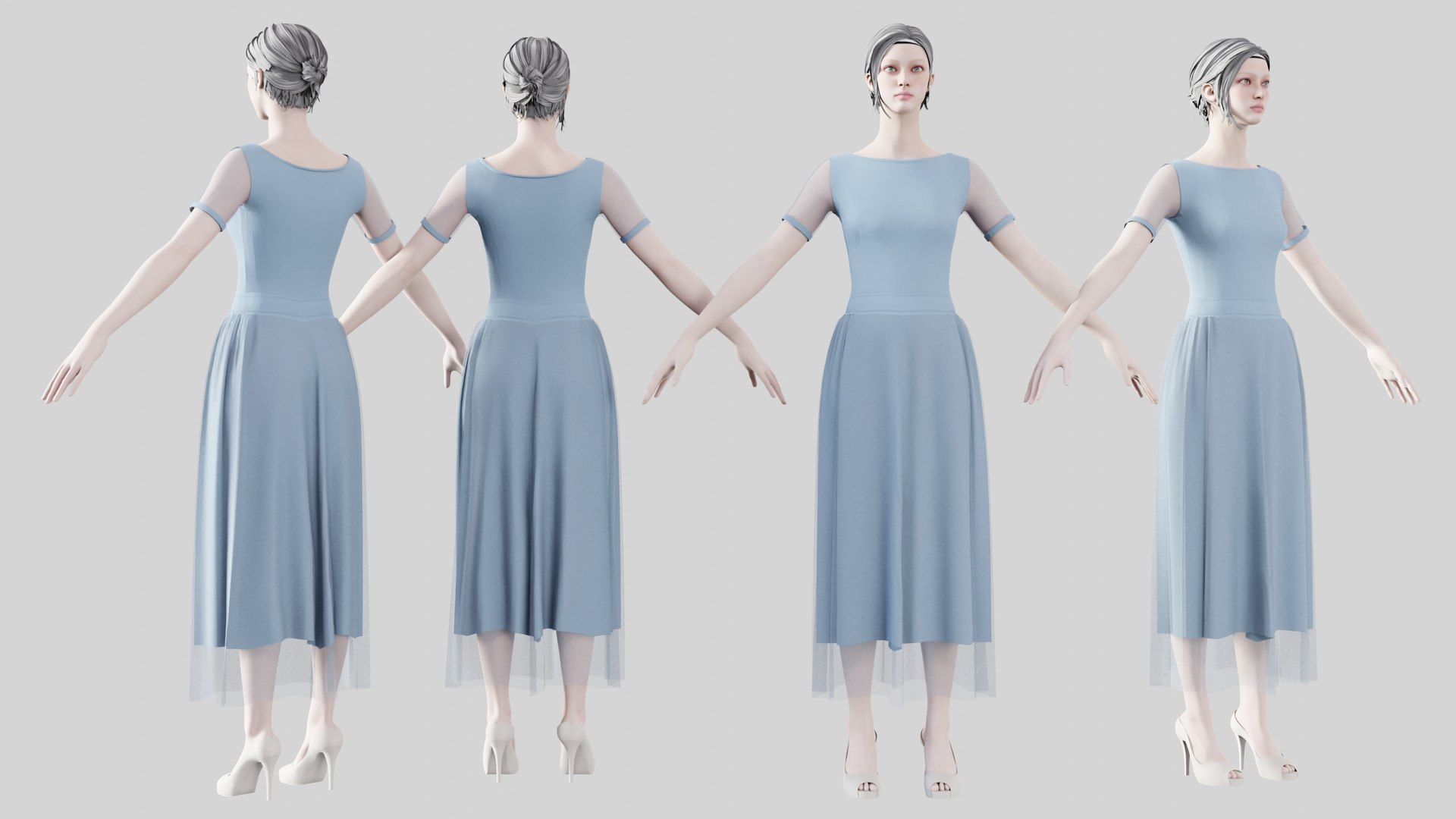 3D Dress 01 Light Blue - TurboSquid 2412009