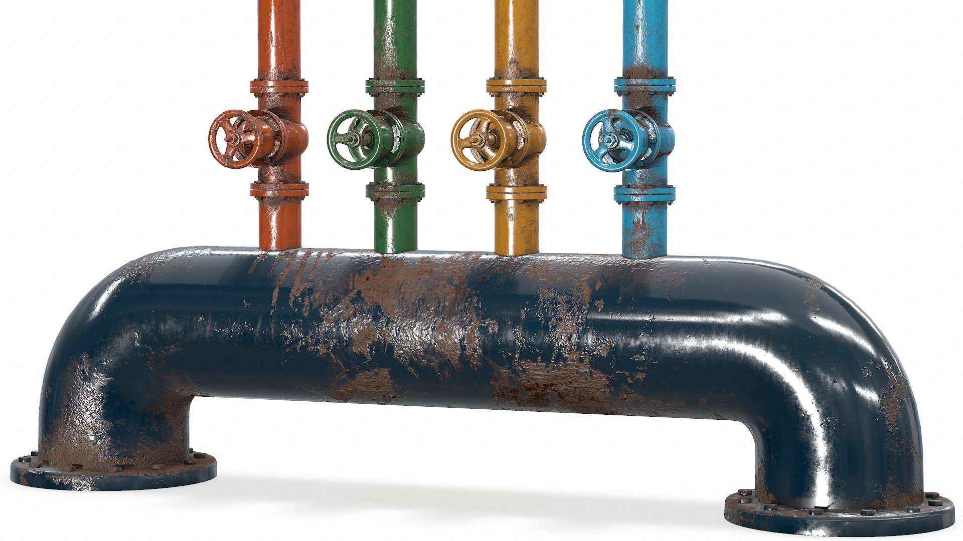 3D Game-Ready Colorful Pipes And Valves - TurboSquid 1906643