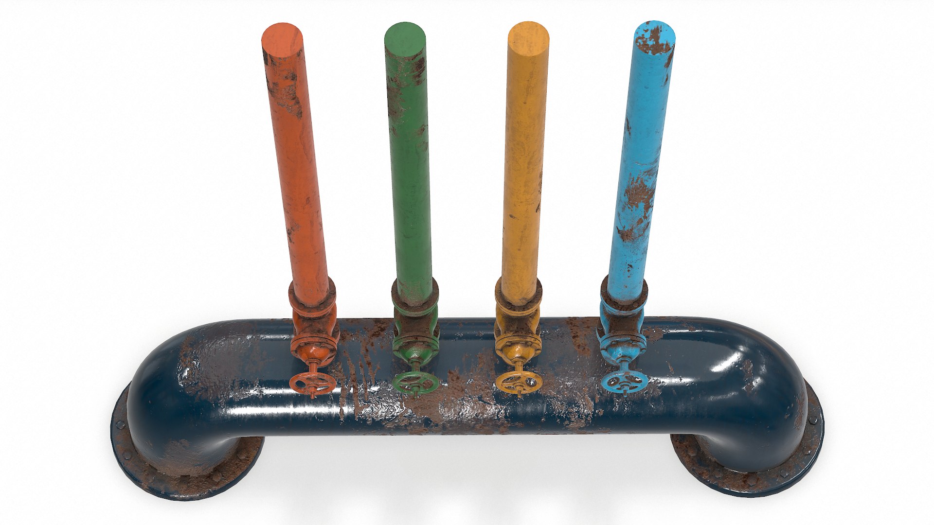 3D Game-Ready Colorful Pipes And Valves - TurboSquid 1906643