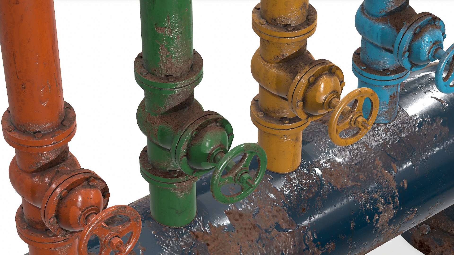 3D Game-Ready Colorful Pipes And Valves - TurboSquid 1906643