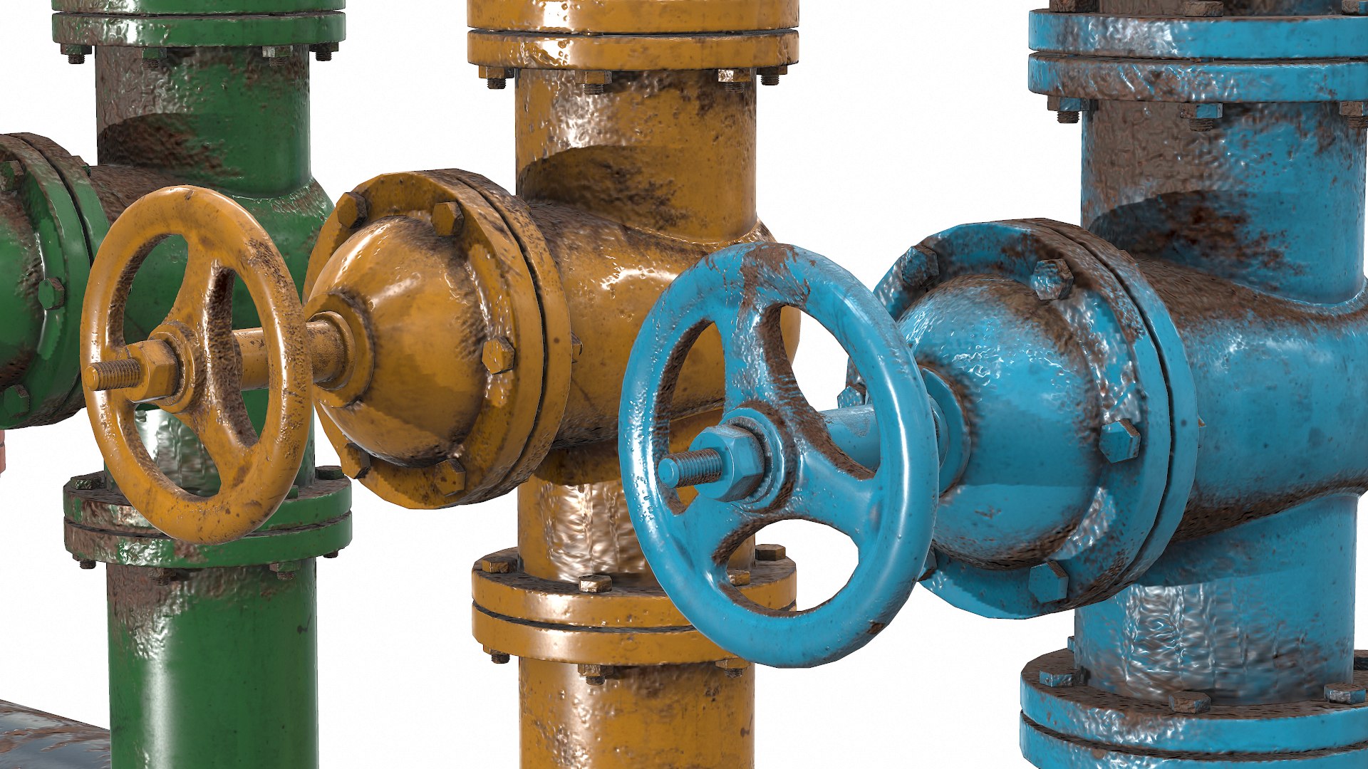 3D Game-Ready Colorful Pipes And Valves - TurboSquid 1906643