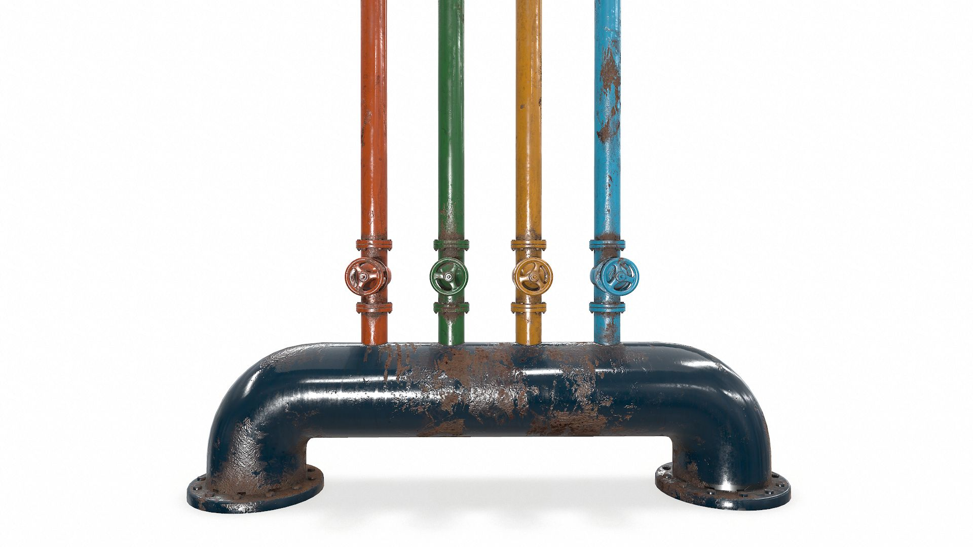 3D Game-Ready Colorful Pipes And Valves - TurboSquid 1906643