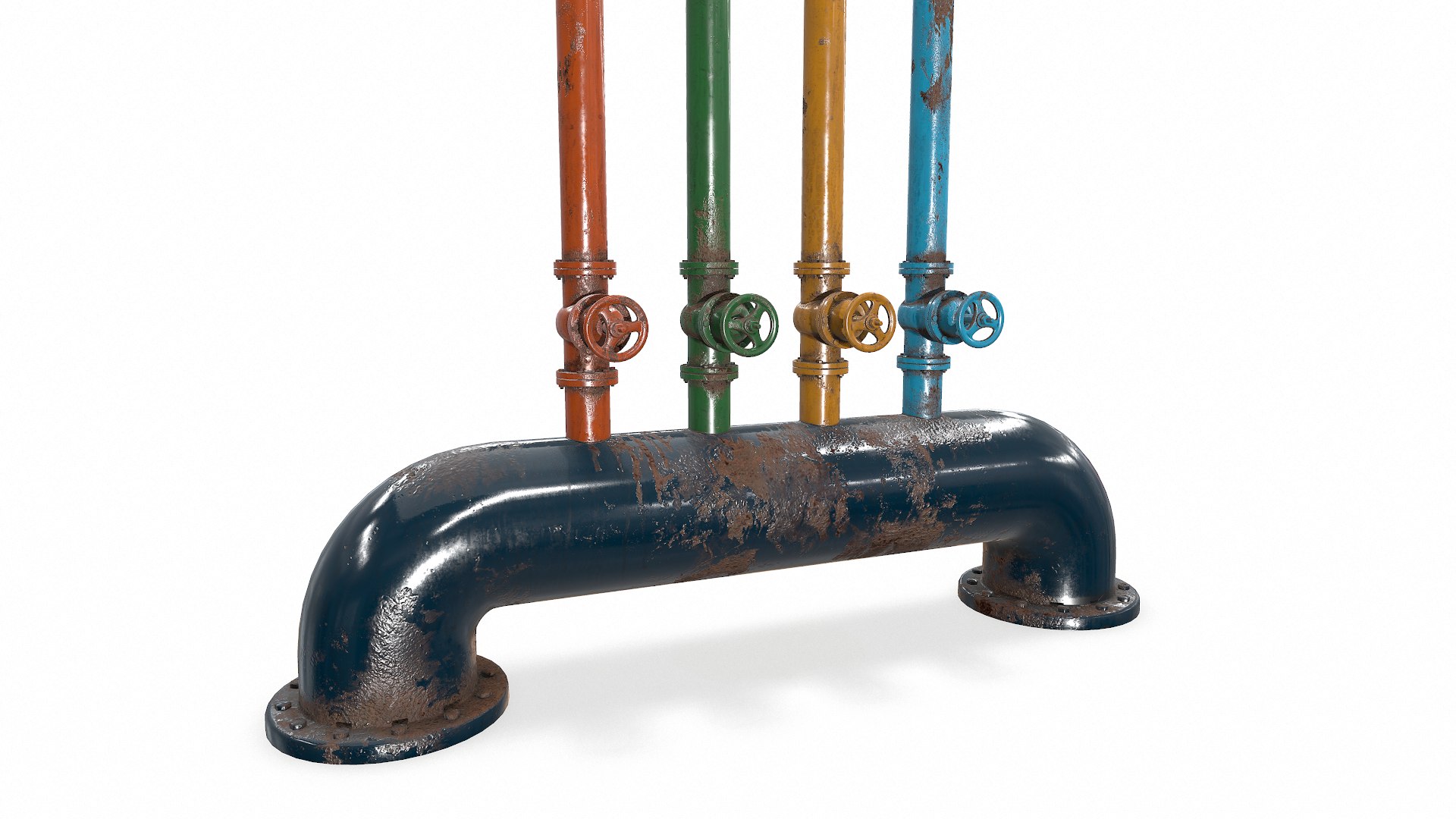 3D Game-Ready Colorful Pipes And Valves - TurboSquid 1906643