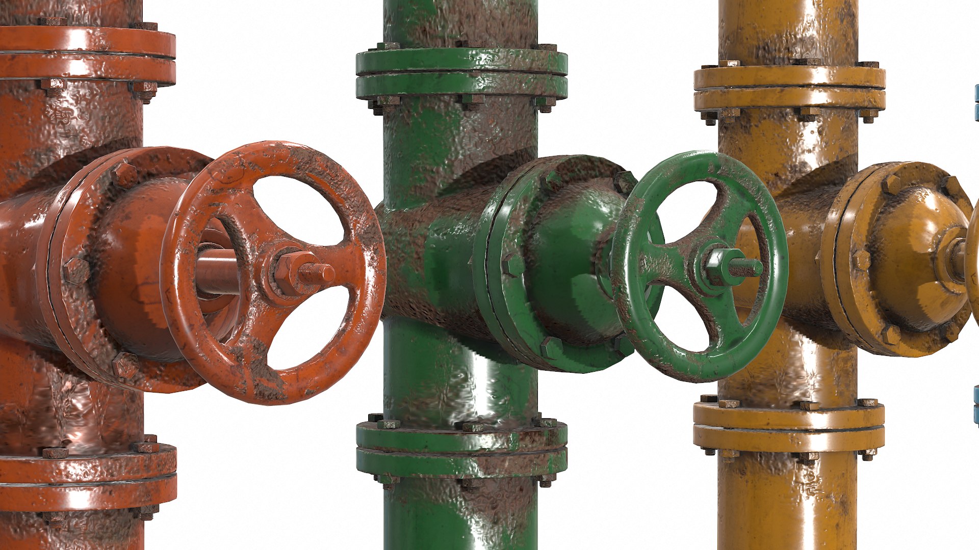 3D Game-Ready Colorful Pipes And Valves - TurboSquid 1906643