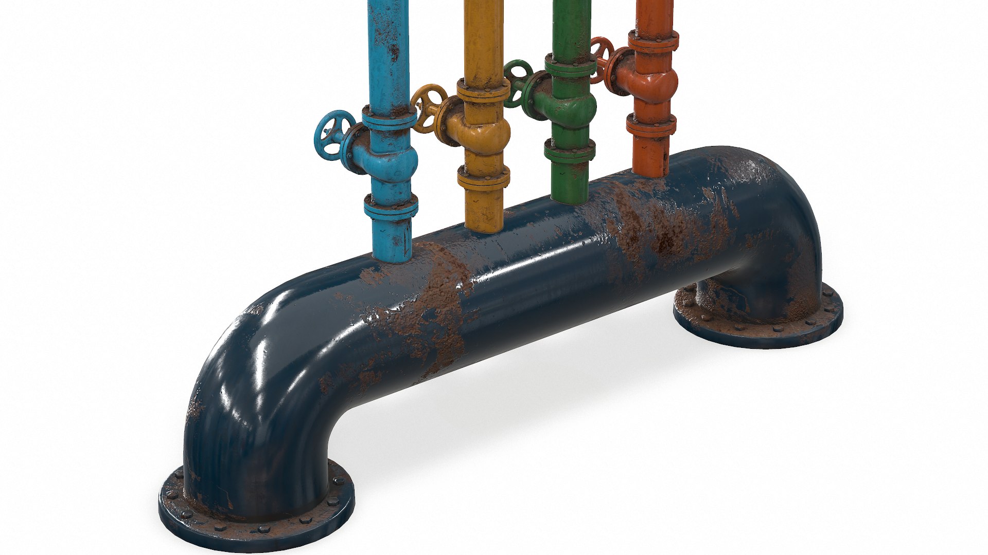 3D Game-Ready Colorful Pipes And Valves - TurboSquid 1906643