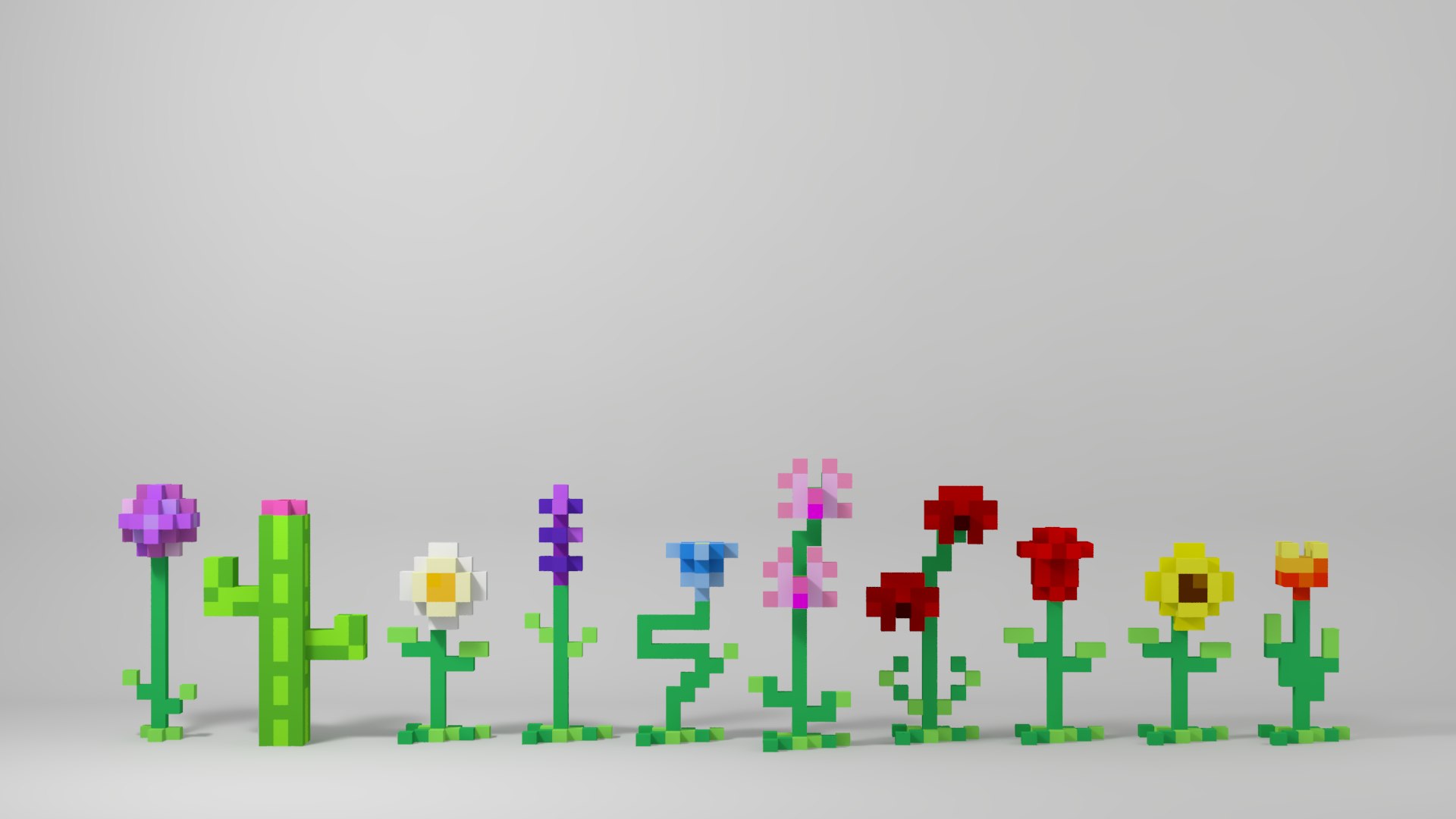 3D Pixel Flowers - TurboSquid 1940490