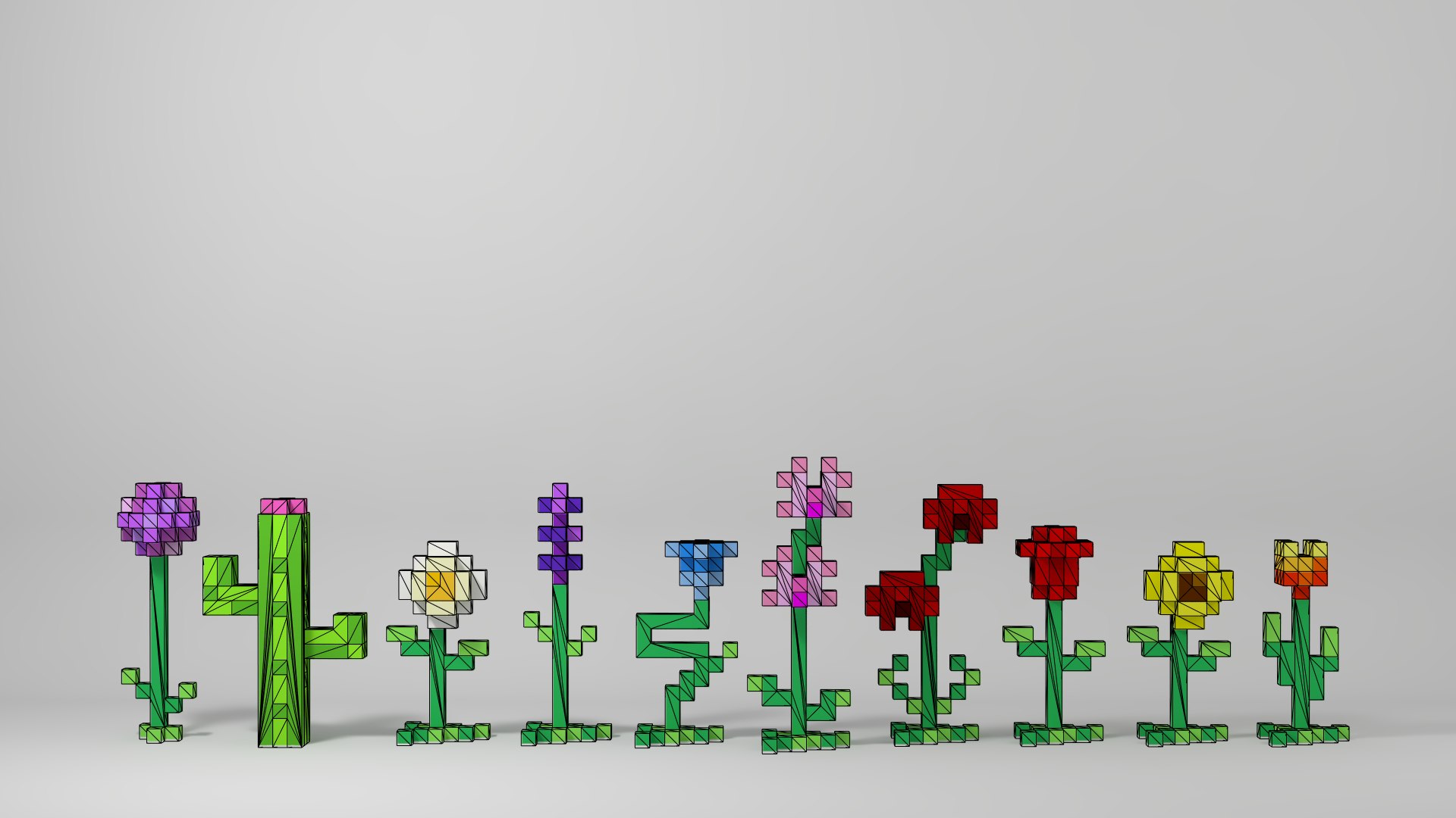 3D Pixel Flowers - TurboSquid 1940490