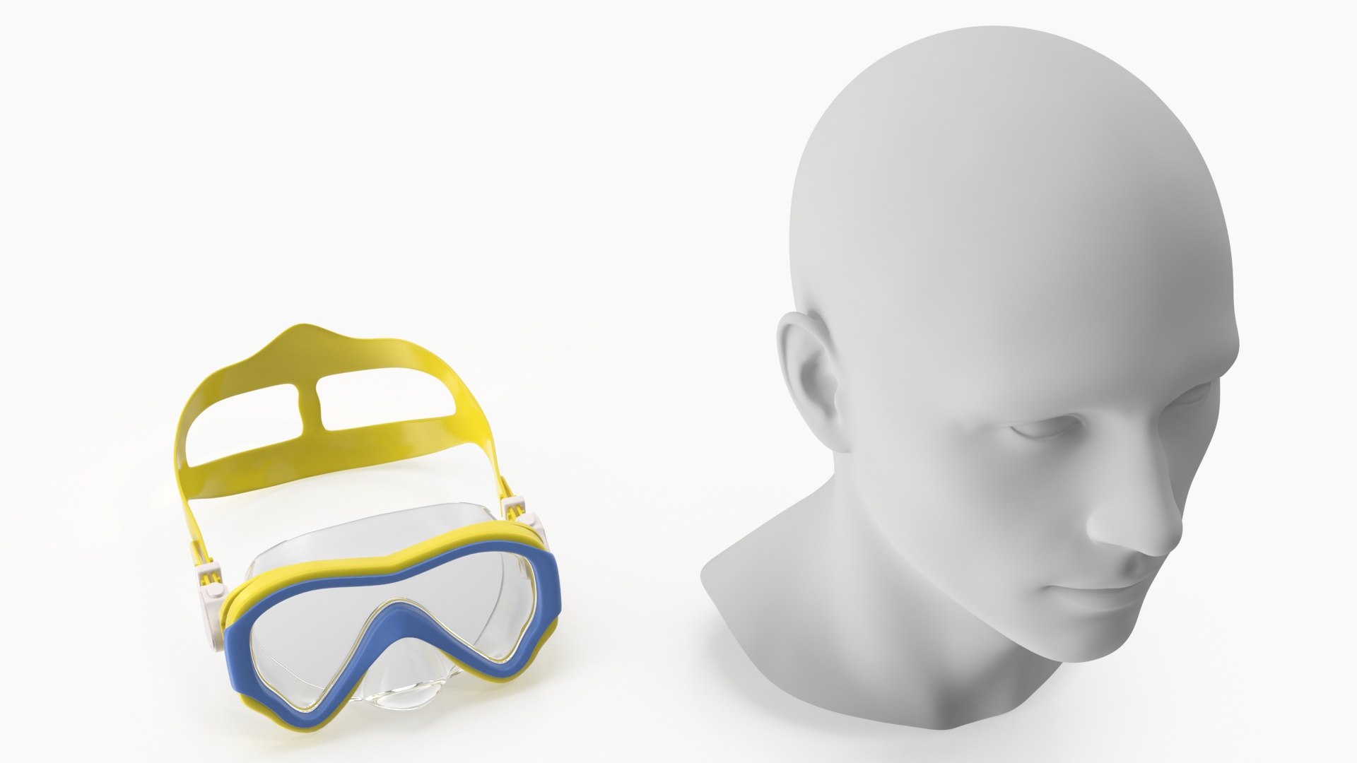 3D Children Swimming Goggles Yellow On Mannequin Model - TurboSquid 2144129