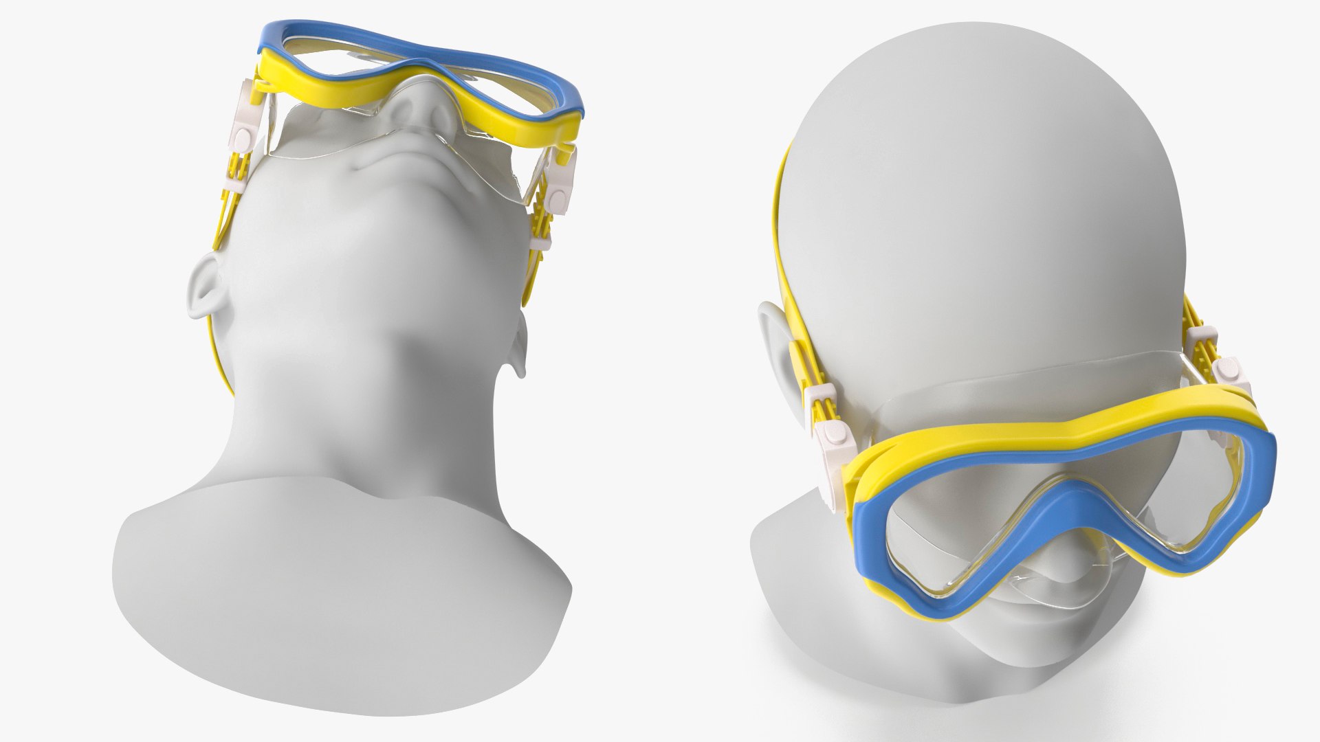 3D Children Swimming Goggles Yellow On Mannequin Model - TurboSquid 2144129