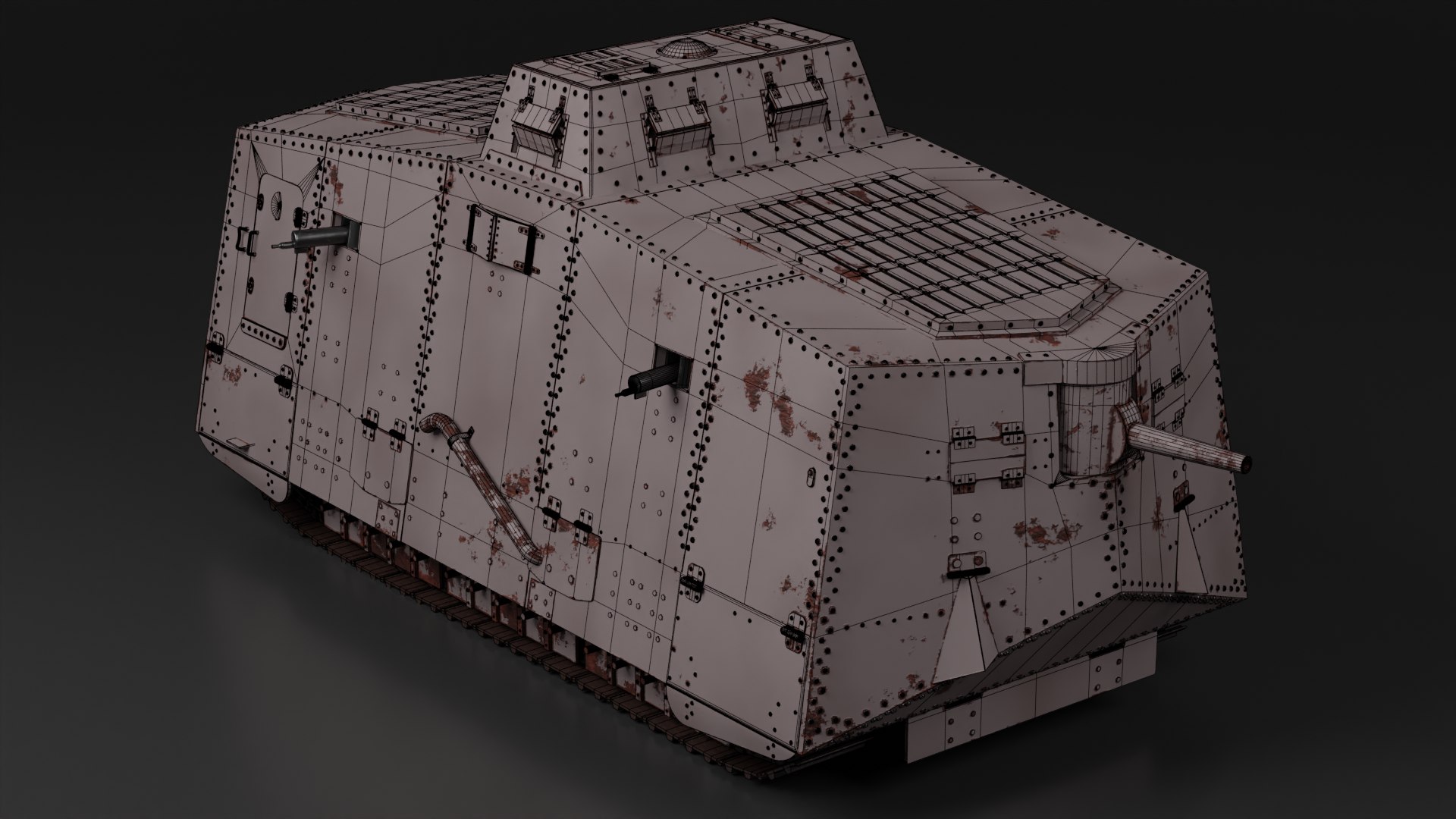 A7V Sturmpanzerwagen Tank 3D Model - TurboSquid 2043301
