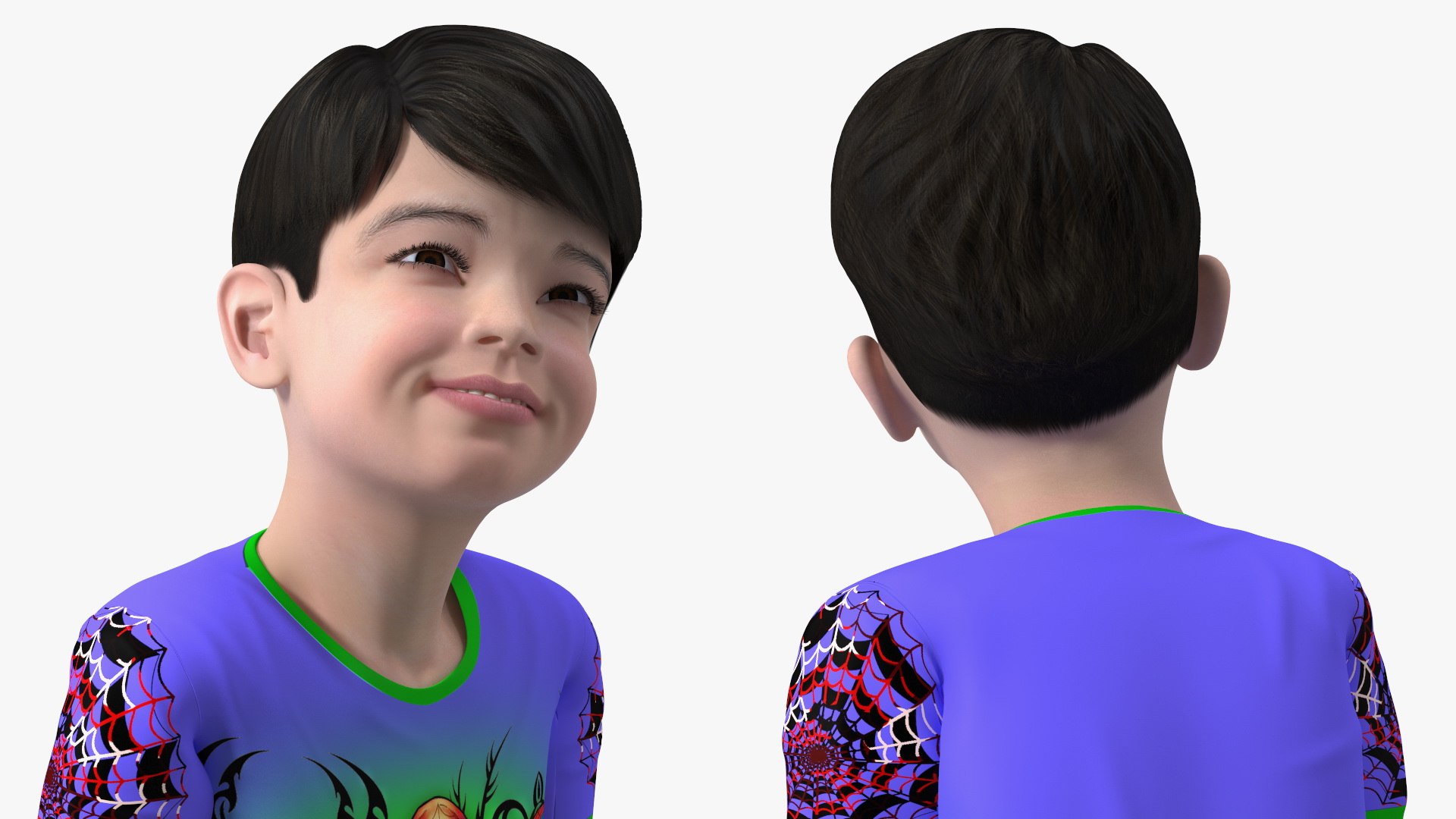 3D Sitting Asian Boy in Spiderman Pajamas - TurboSquid 1981869