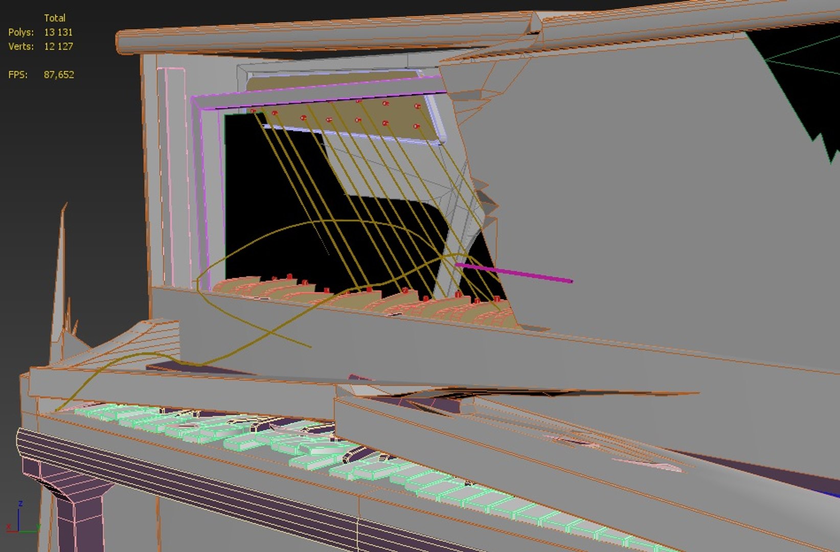 3d piano broken damage model