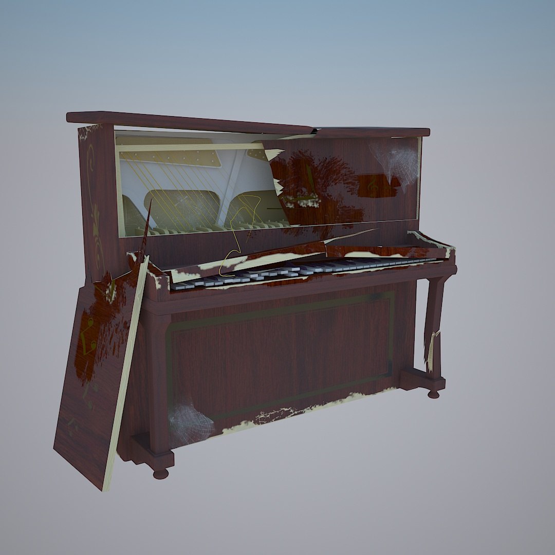 3d piano broken damage model
