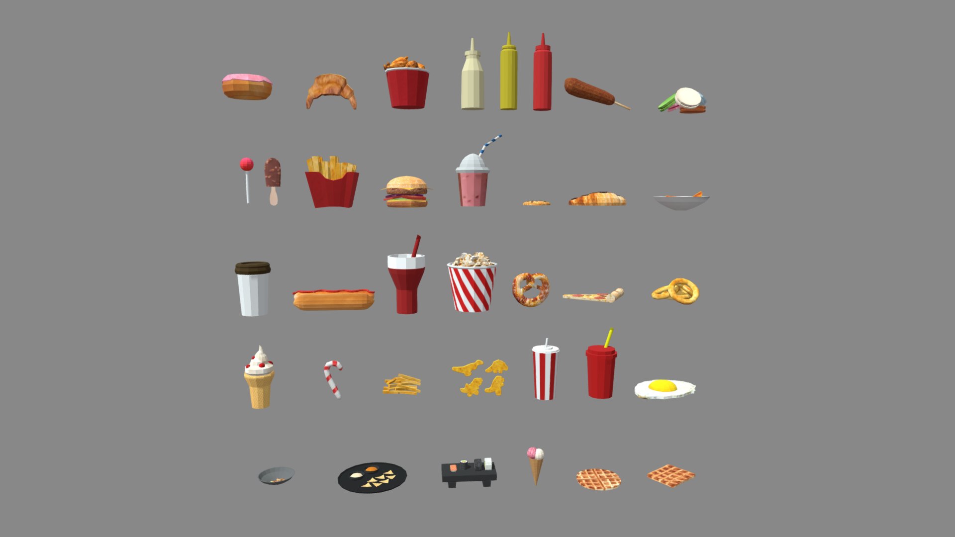 3D Low Poly Fast Food Pack 01 - TurboSquid 2296034