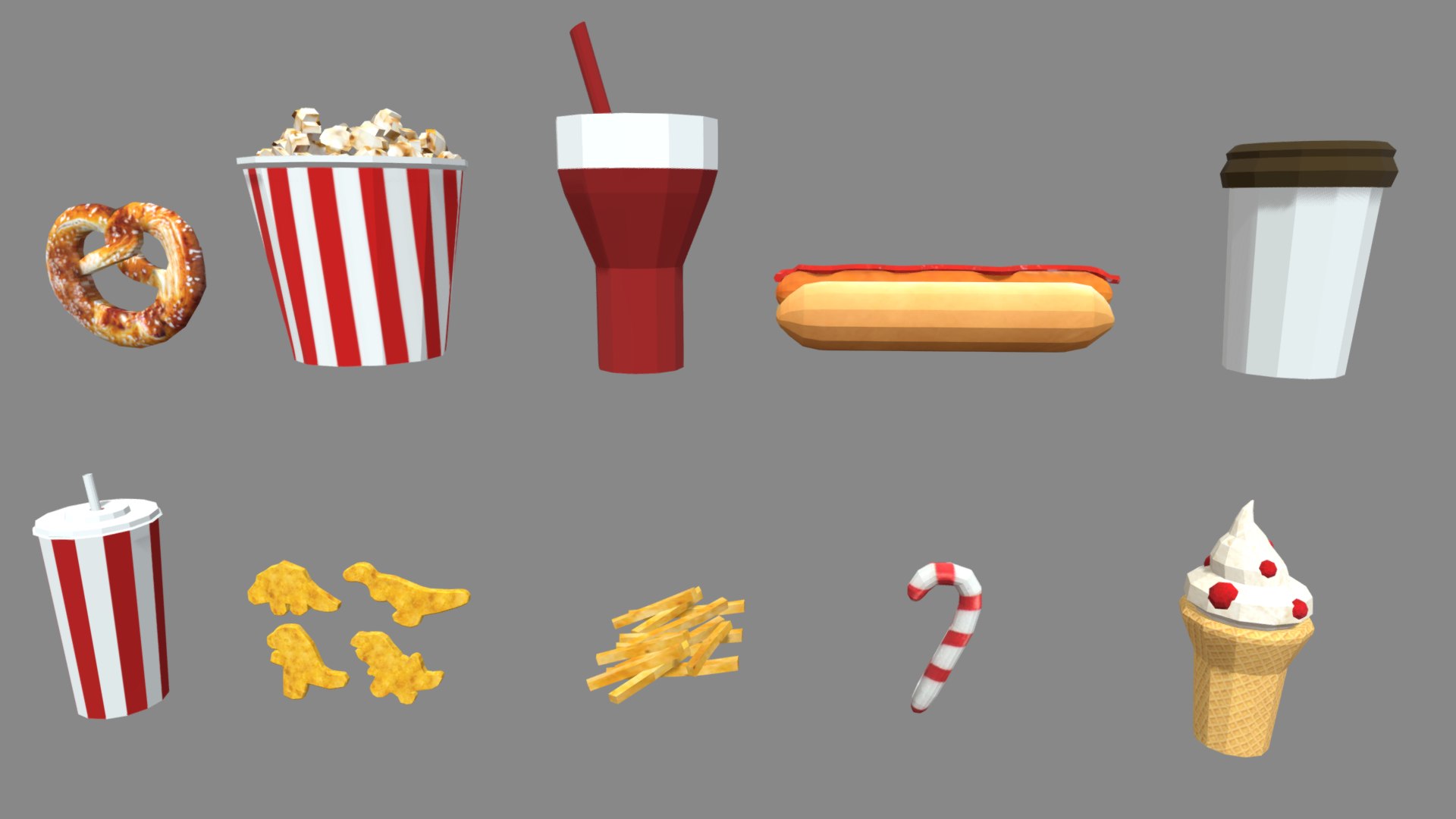 3D Low Poly Fast Food Pack 01 - TurboSquid 2296034