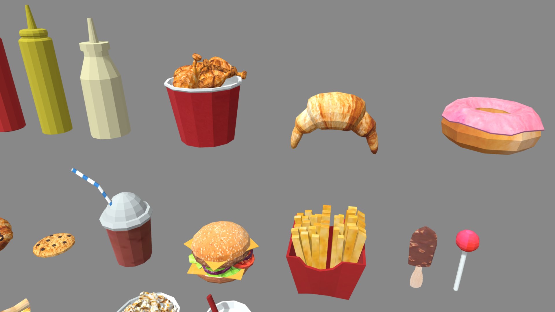 3D Low Poly Fast Food Pack 01 - TurboSquid 2296034