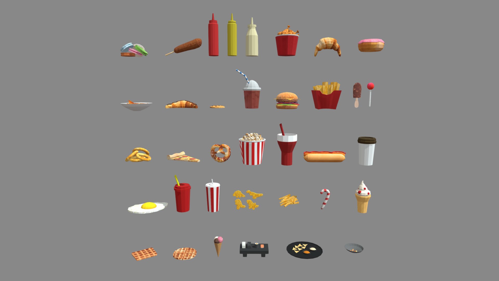 3D Low Poly Fast Food Pack 01 - TurboSquid 2296034