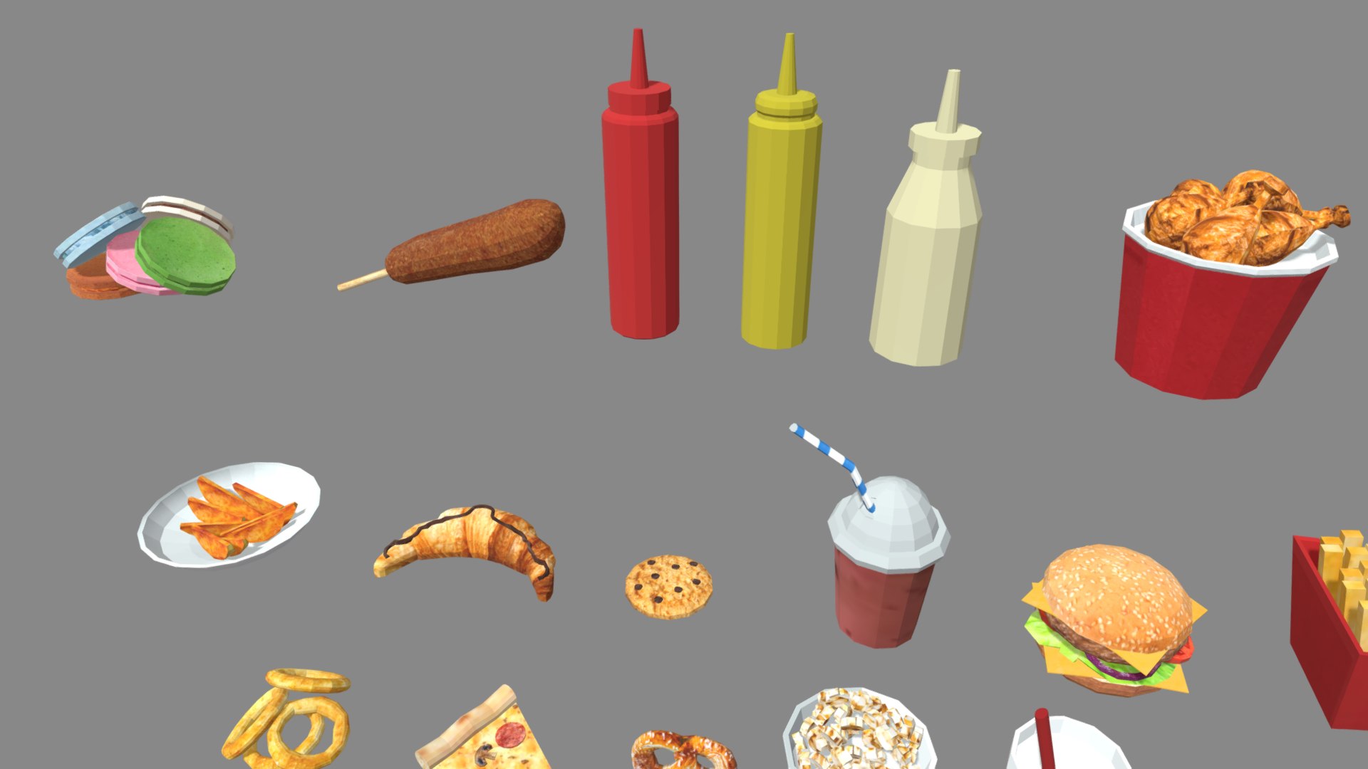 3D Low Poly Fast Food Pack 01 - TurboSquid 2296034