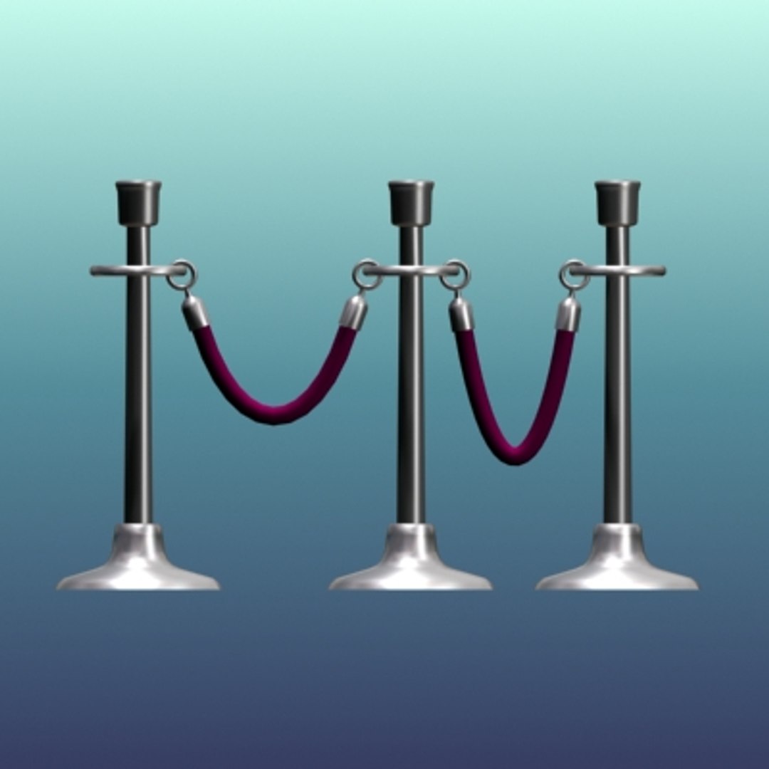 velvet roped stanchions 3d model