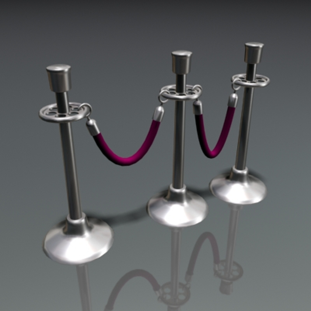 velvet roped stanchions 3d model