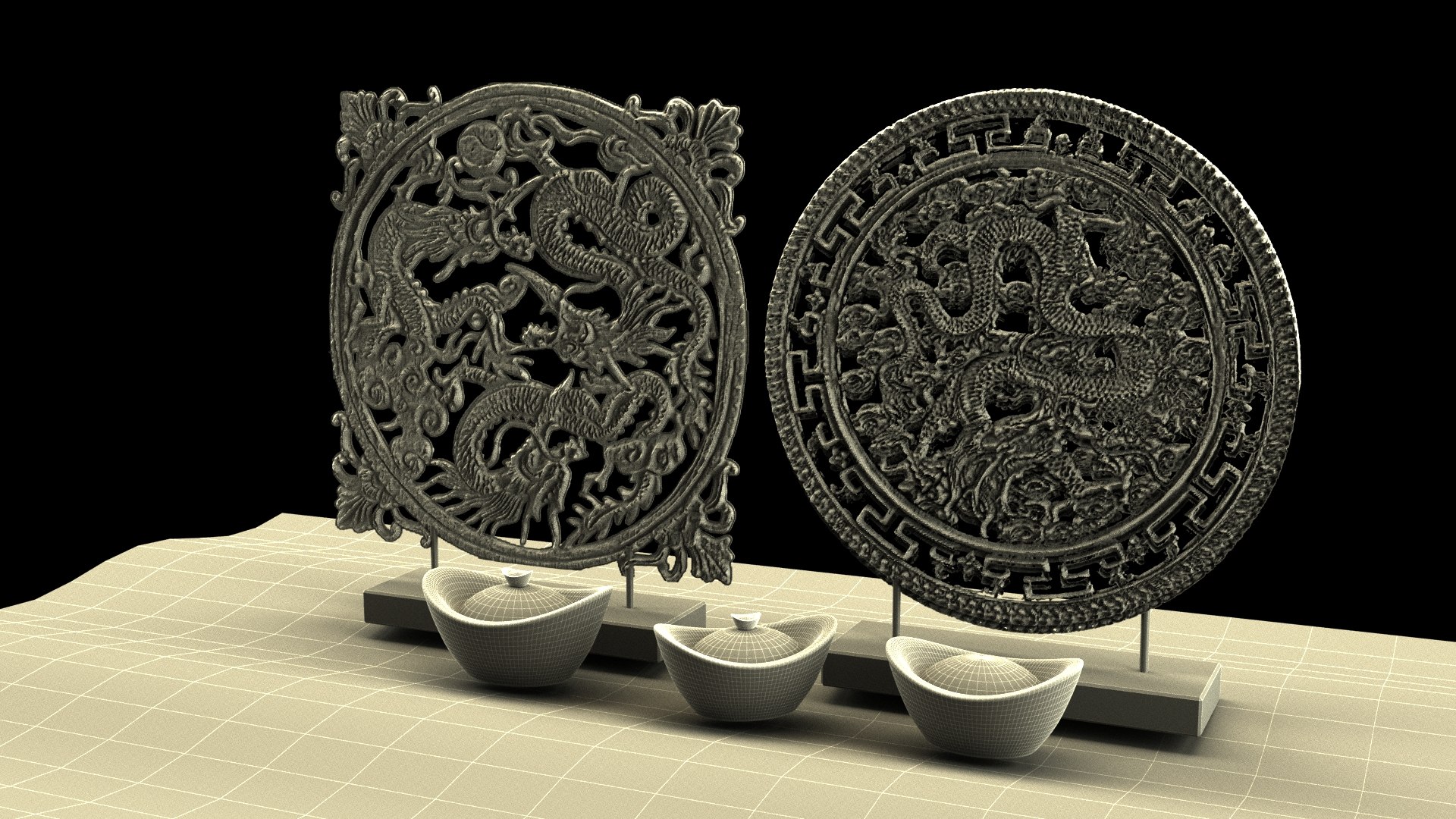 3D Chinese Dragon Carving Pattern - TurboSquid 2220062