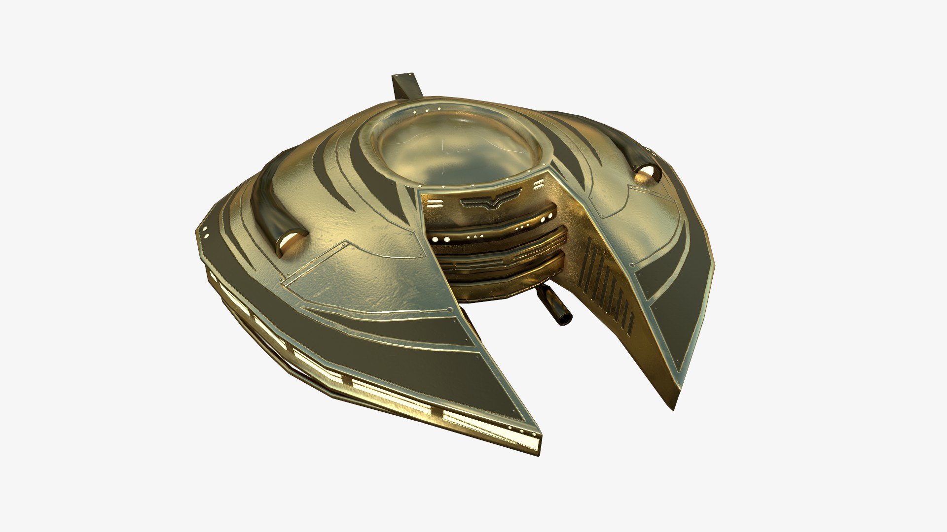 Alien Spaceship UFO D07 Gold - Sci Fi Spacecraft Design 3D model ...